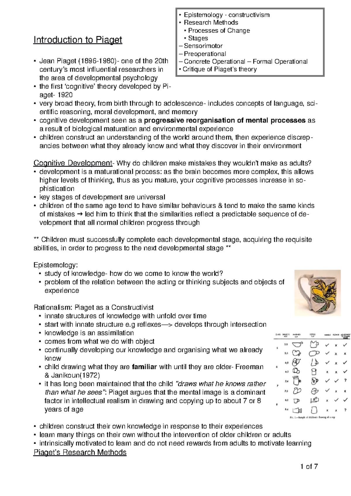 Introduction to Piaget Notes - Introduction to Piaget • Epistemology ...