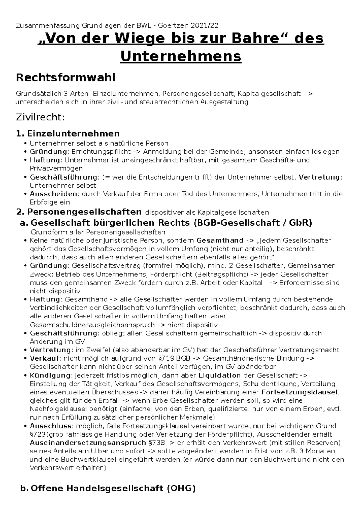 Zusammenfassung BW Görtzen - „Von der Wiege bis zur Bahre“ des ...