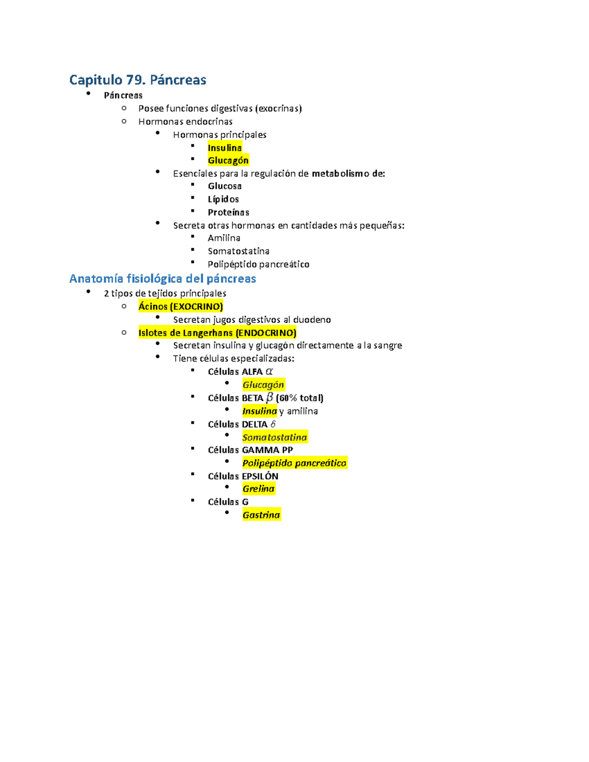Capitulo 79 Páncreas Guyton - Capitulo 79. Páncreas Páncreas o Posee funciones digestivas - Studocu