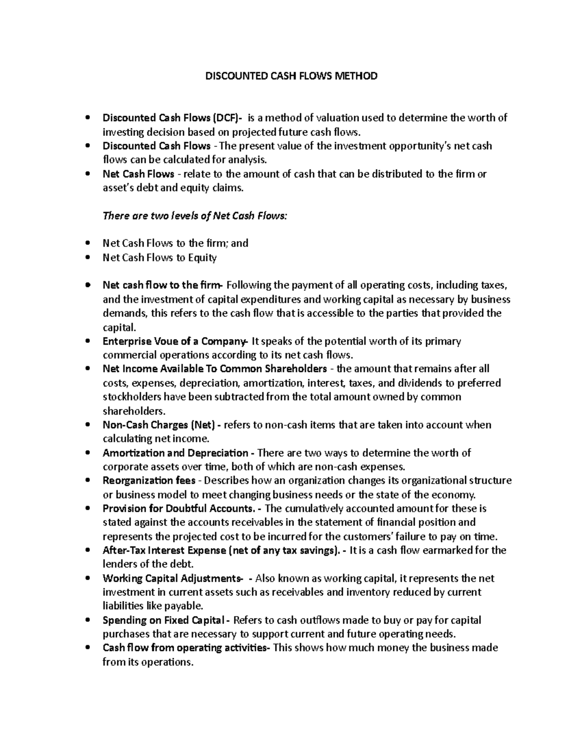 Discounted CASH Flows Method - DISCOUNTED CASH FLOWS METHOD Discounted ...