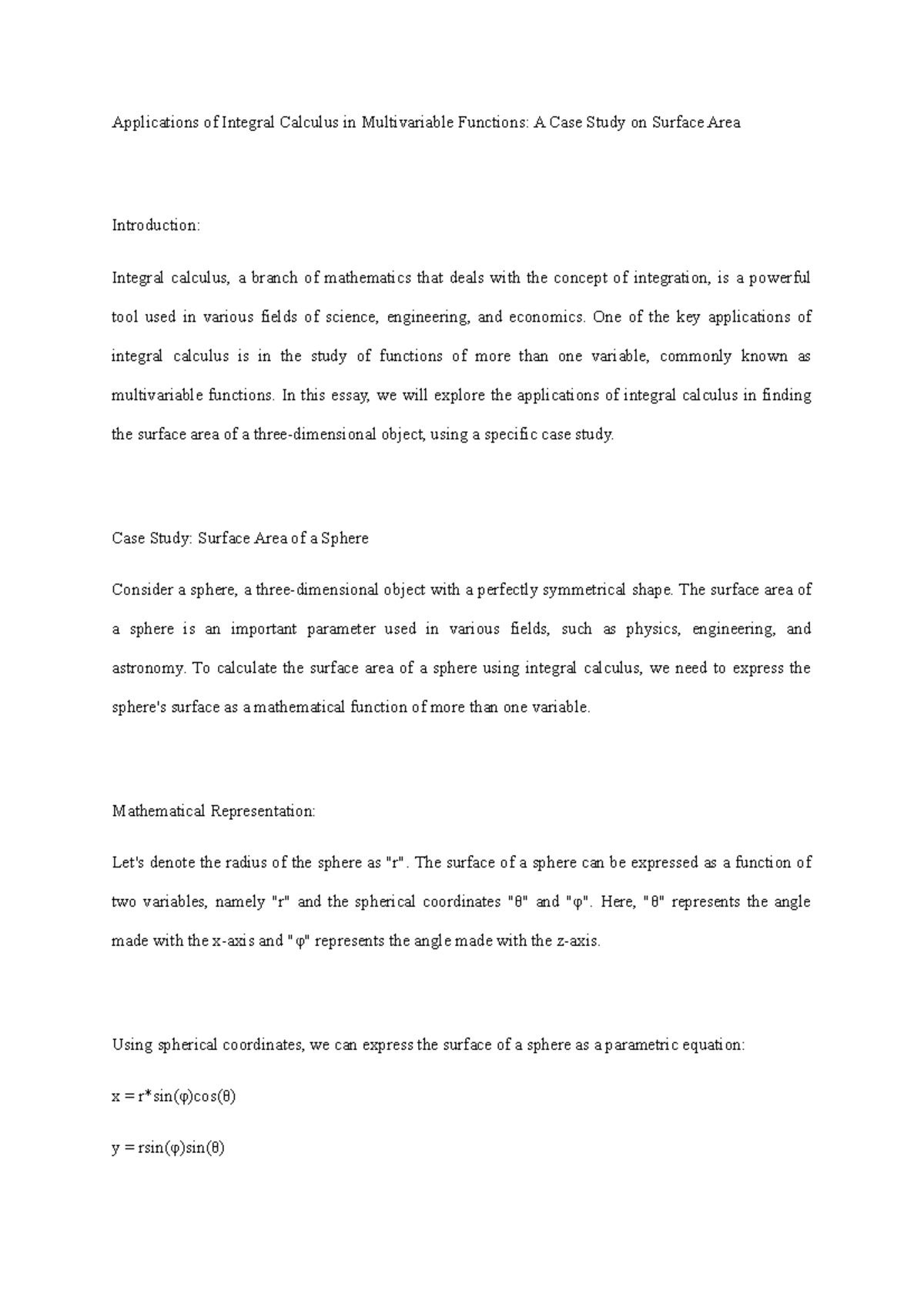 Applications Of Integral Calculus In Multivariable Functions One Of The Key Applications Of