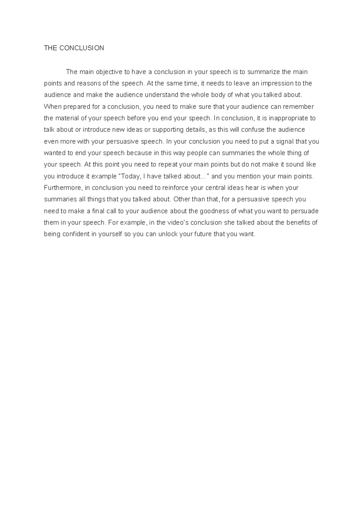 THE Conclusion com syaz - THE CONCLUSION The main objective to have a ...