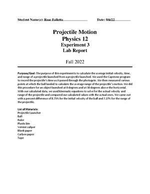 Lab Experiment 1 - Measurement Accuracy and Error Analysis Physics 12 ...