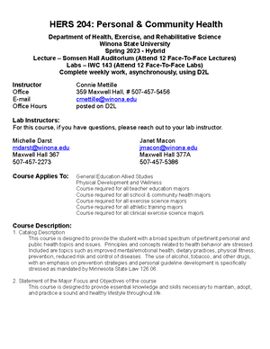 Semester GOAL Behavior Change Progress Check - HERS 204: PERSONAL AND ...