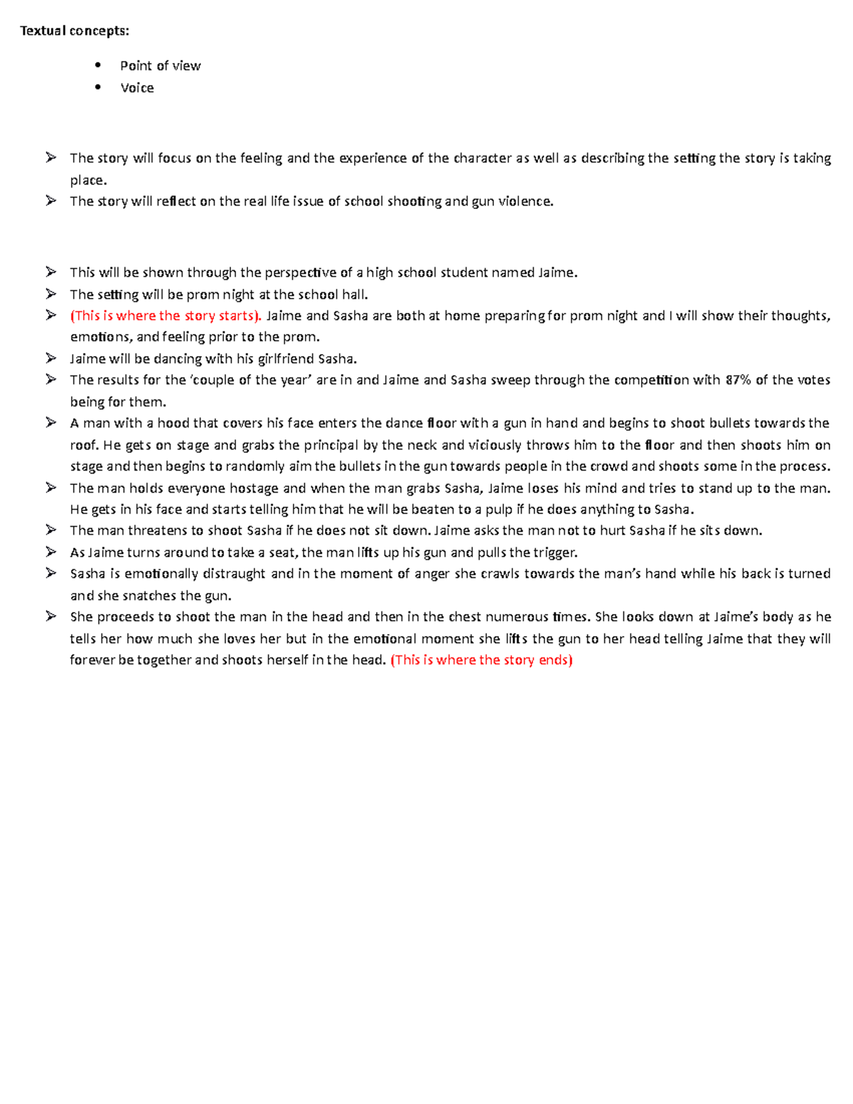 Standard English Story - Textual concepts: Point of view Voice The ...