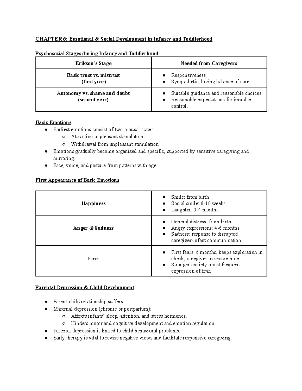 Chapter 6 Developmental Psychology Notes - CHAPTER 6: Emotional ...