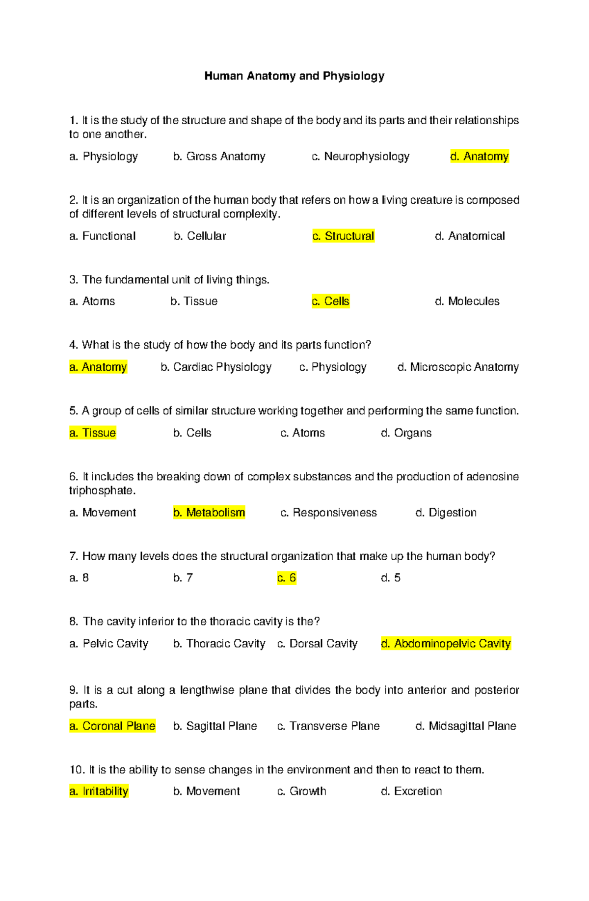 Lecture Notes on Human Anatomy and Physiology - Human Anatomy and ...