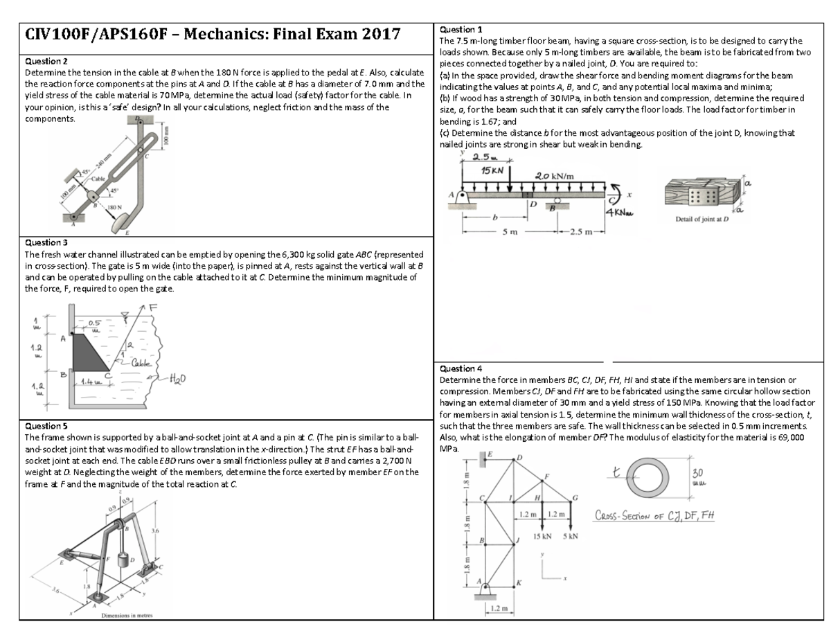 CIV100_2017_Final_Exam_Questions - Warning: TT: undefined function: 32 CIV100F/APS160F ...