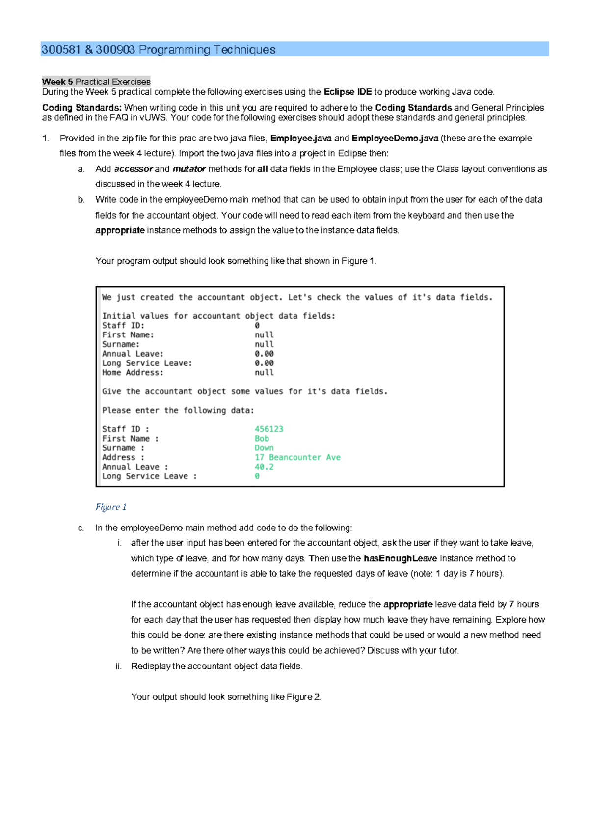 Week5Prac - Week 5 Practical exercises - 300581 & 300903 Programming ...