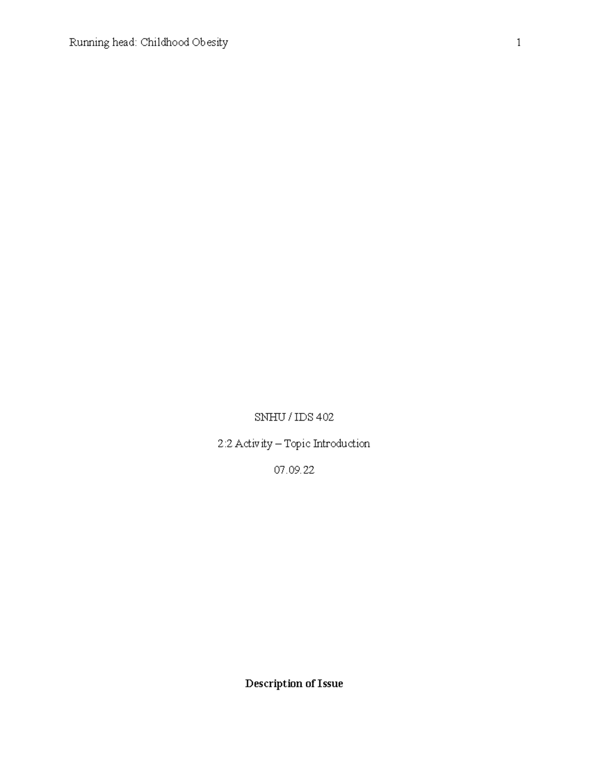 Ids2-2final - IDS 2-2 Activity: Topic Introduction Assignment - Running ...