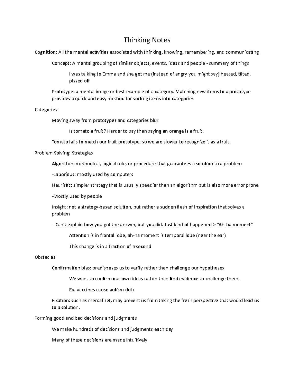 Thinking Notes - Taught by Professor Natasha Fourquet. - Thinking Notes ...