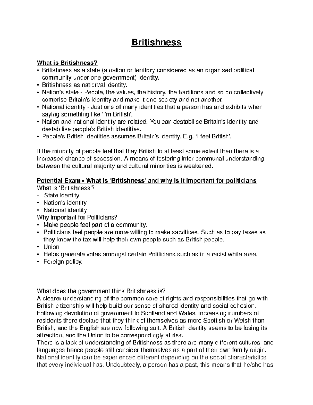 Britishness - Lecture notes 1 - Britishness What is Britishness ...