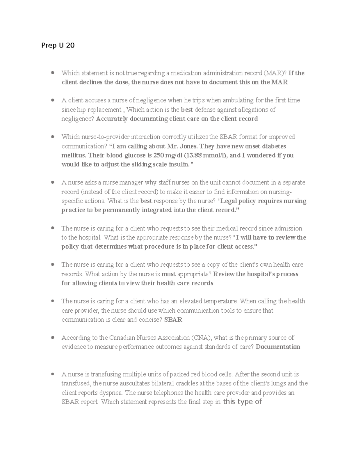 Prep U 20 - Prep U CH 20 - Prep U 20 Which statement is not true regarding a medication - Studocu