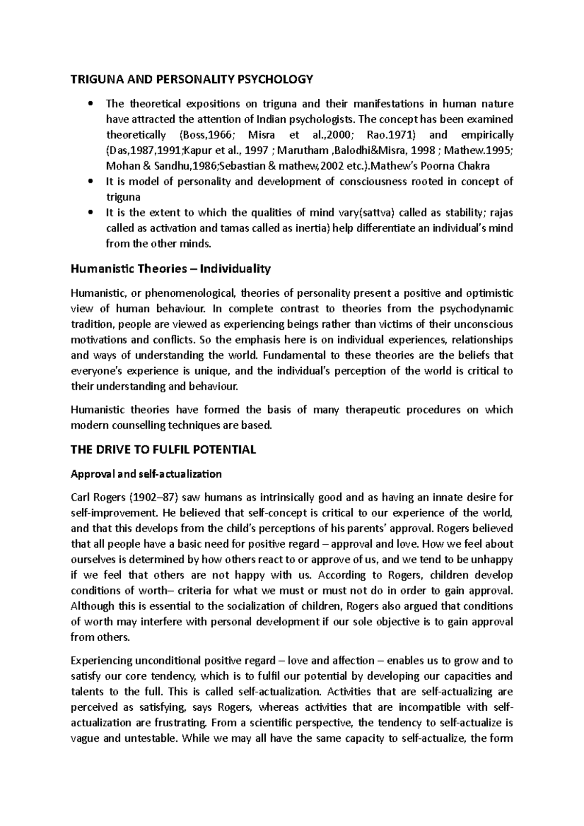 Triguna AND Personality Psychology - TRIGUNA AND PERSONALITY PSYCHOLOGY ...