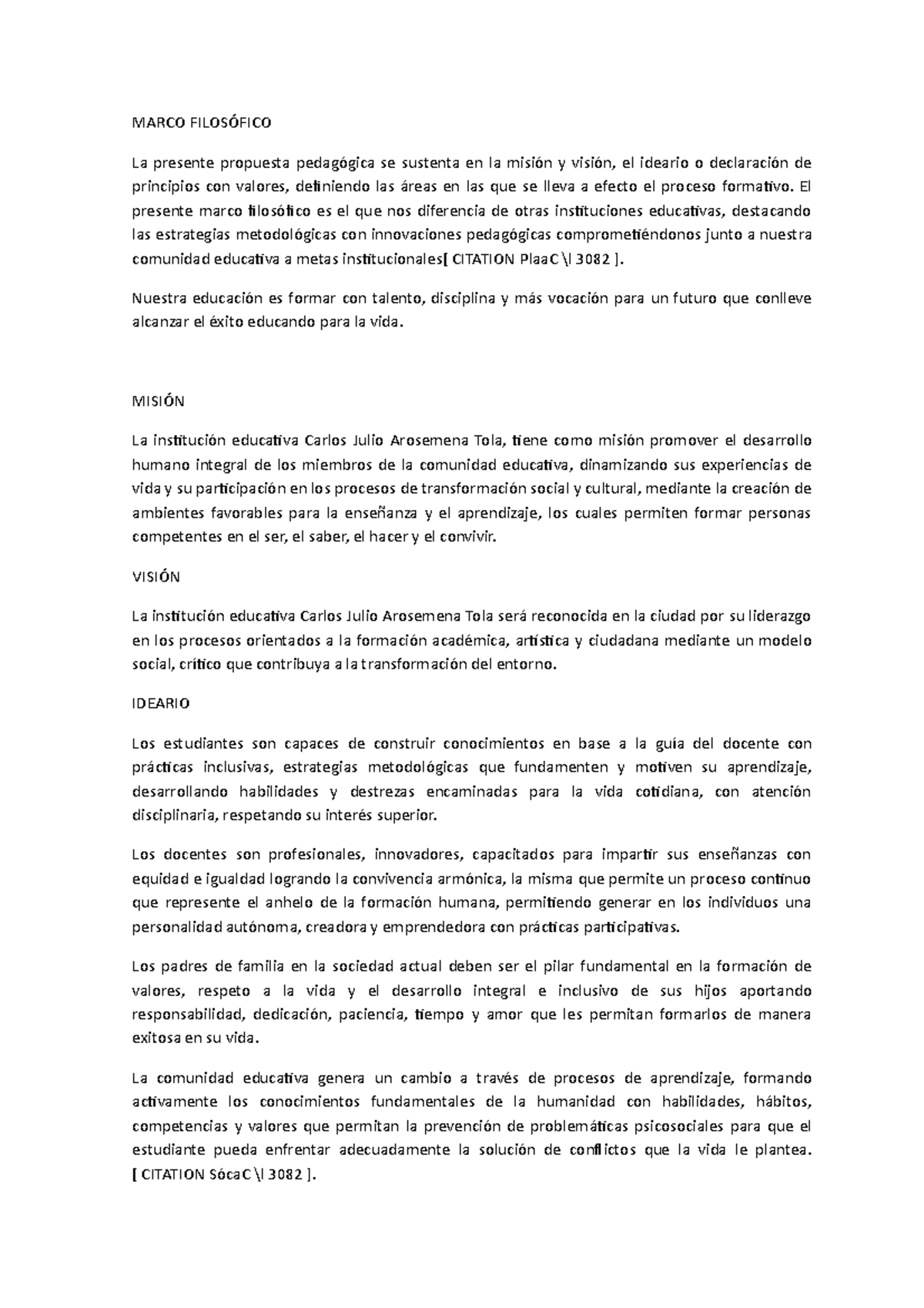 Marco Filosófico - especial - MARCO FILOSÓFICO La presente propuesta ...