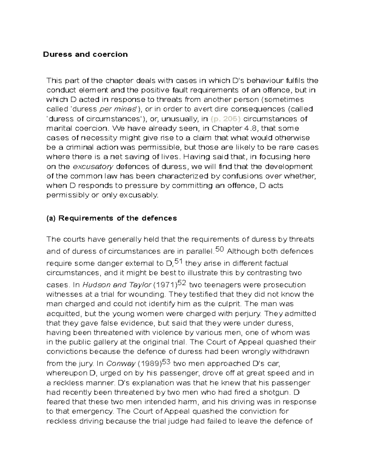 Duress and coercion - Duress and coercion This part of the chapter ...