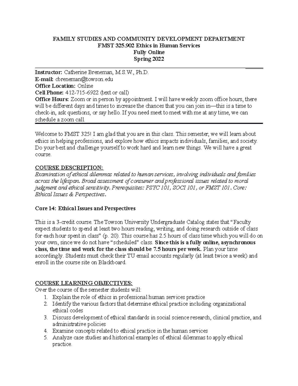 FMST 325.902 Syllabus Breneman SP22(1) - FAMILY STUDIES AND COMMUNITY ...