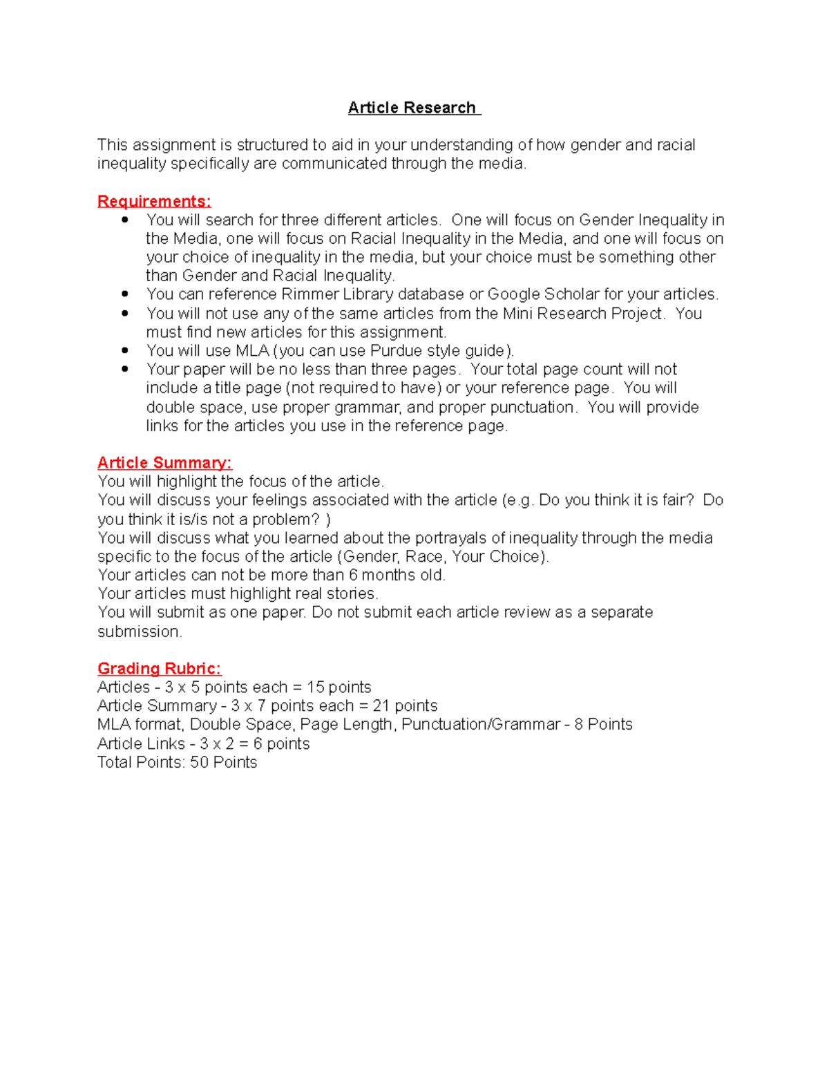 Article Search Requirements - Article Research This assignment is ...