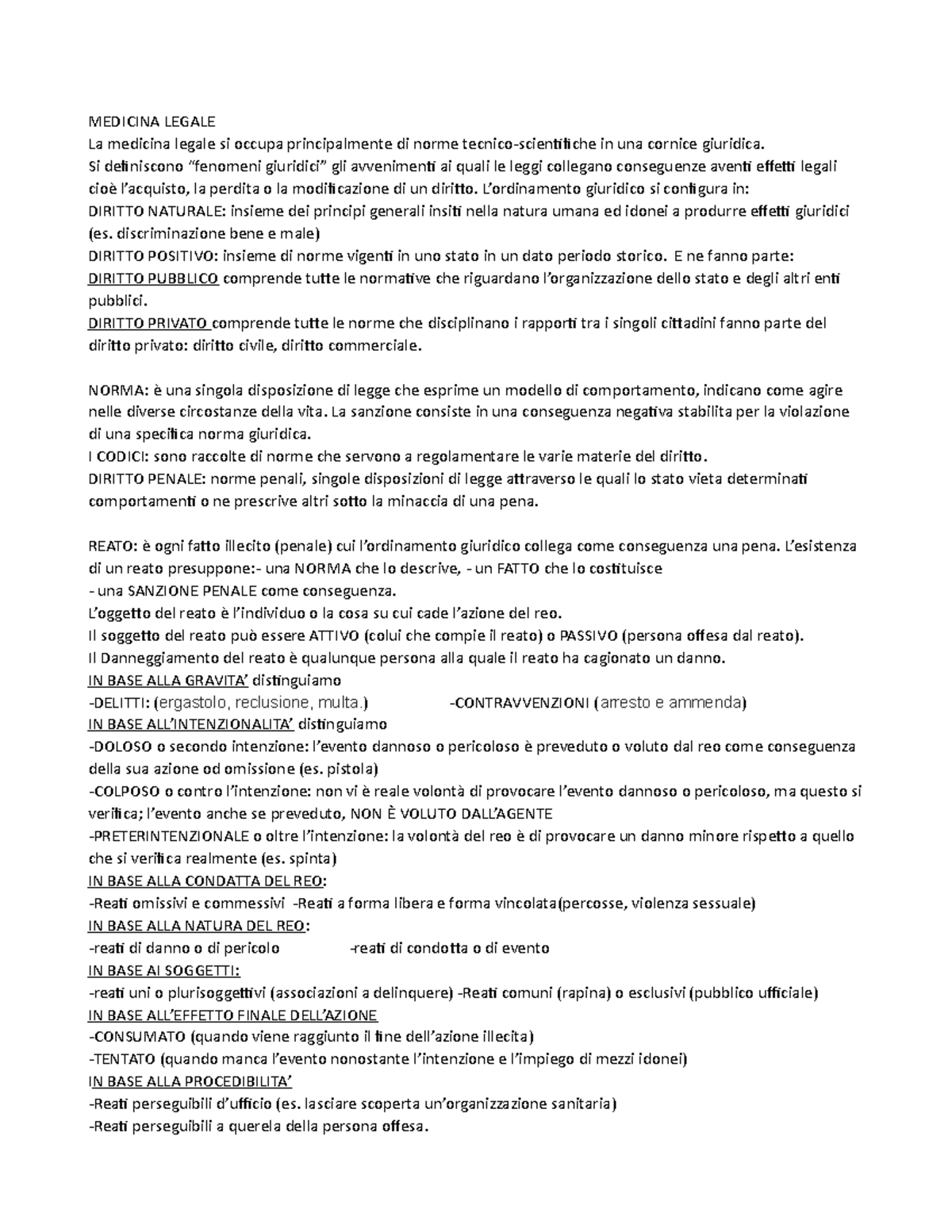 Riassunto completo Medicina Legale - MEDICINA LEGALE La medicina legale ...