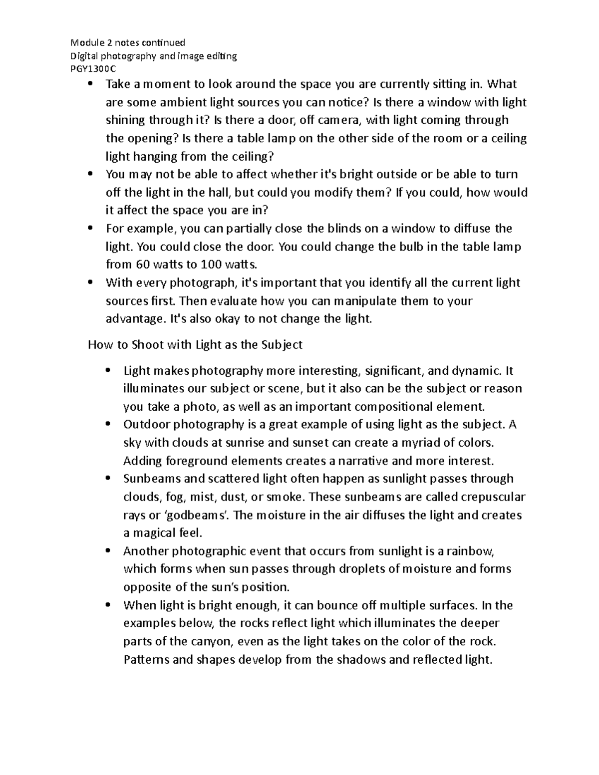 Module 02 The Importance of Photography - Module 2 notes continued ...