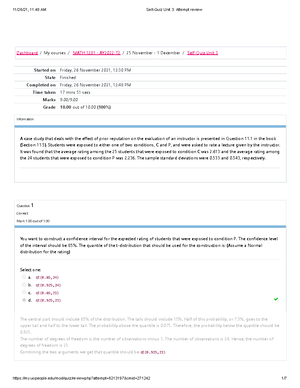 Discussion Forum Unit 2 - MATH 1281 Statistical Inference Discussion Forum Unit 2: Hypothesis ...