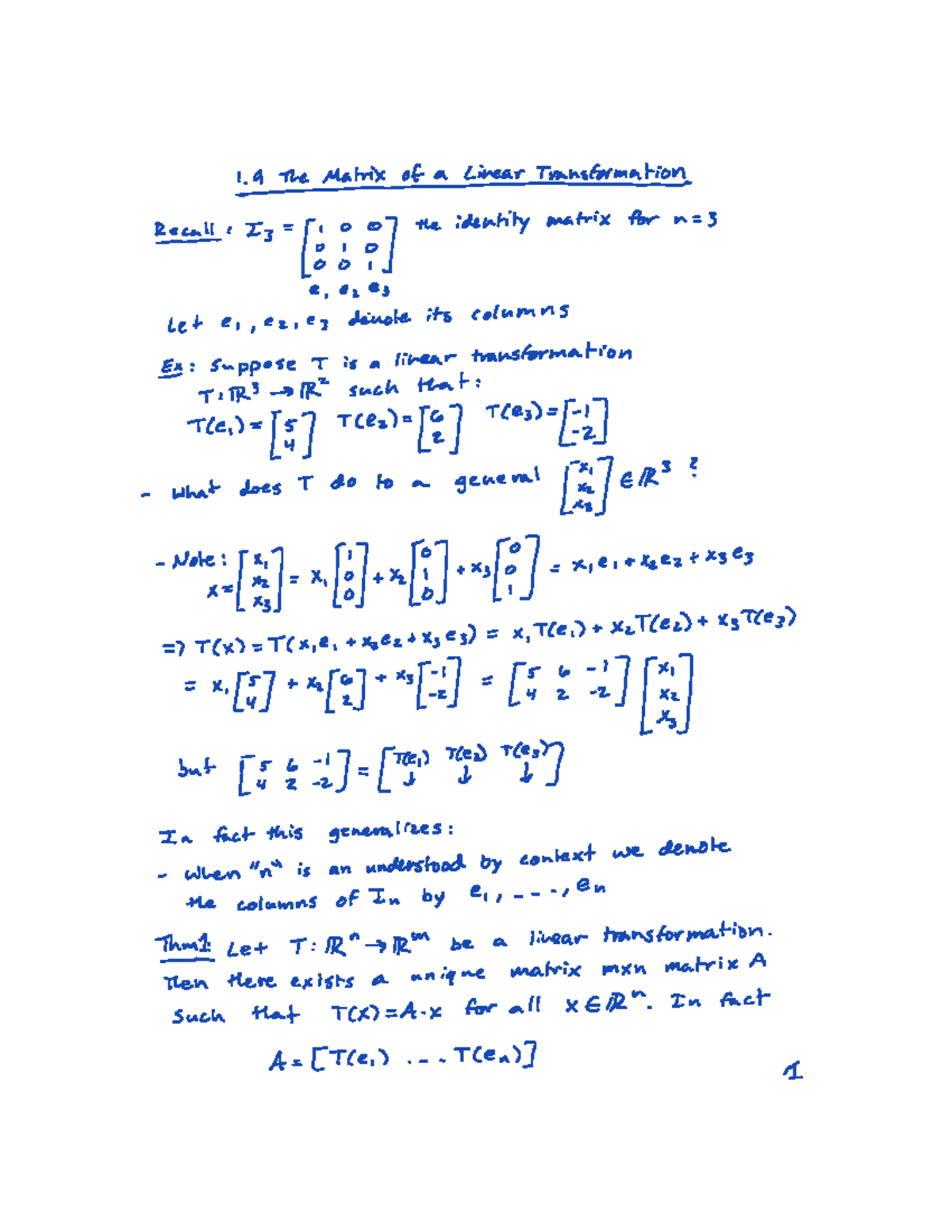 The matrix of linear transformation - an i e e z e 3 Let e ez e dhole ...