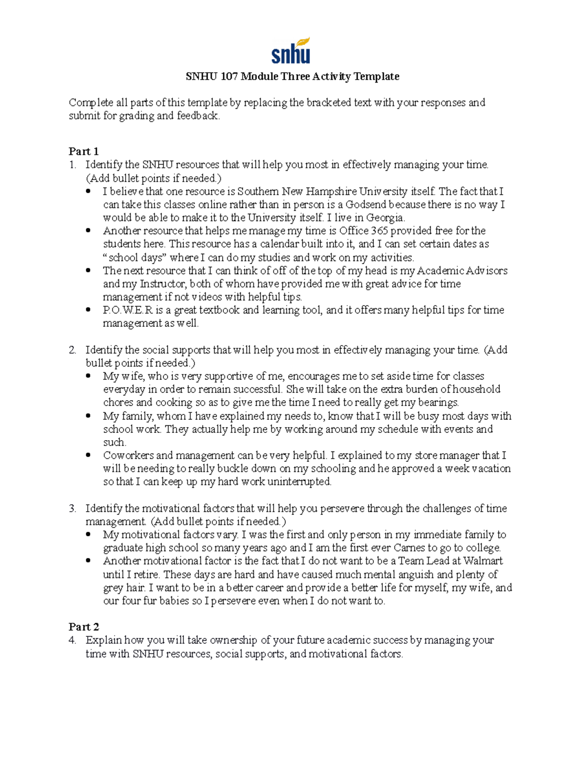 Week-Three-What Works For You - SNHU 107 Module Three Activity Template ...