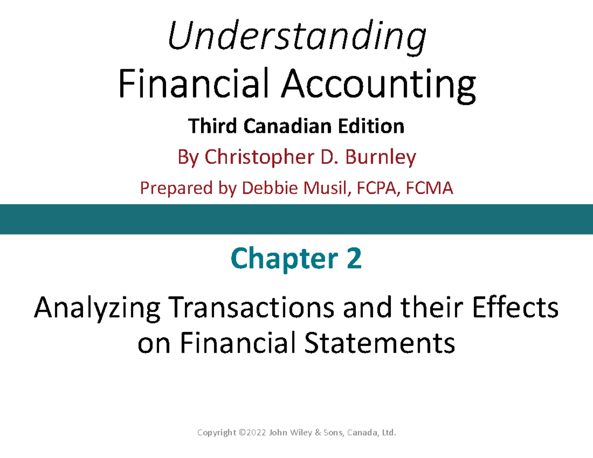 Ppt02 - summary of book - Understanding Financial Accounting Third Canadian Edition By ...