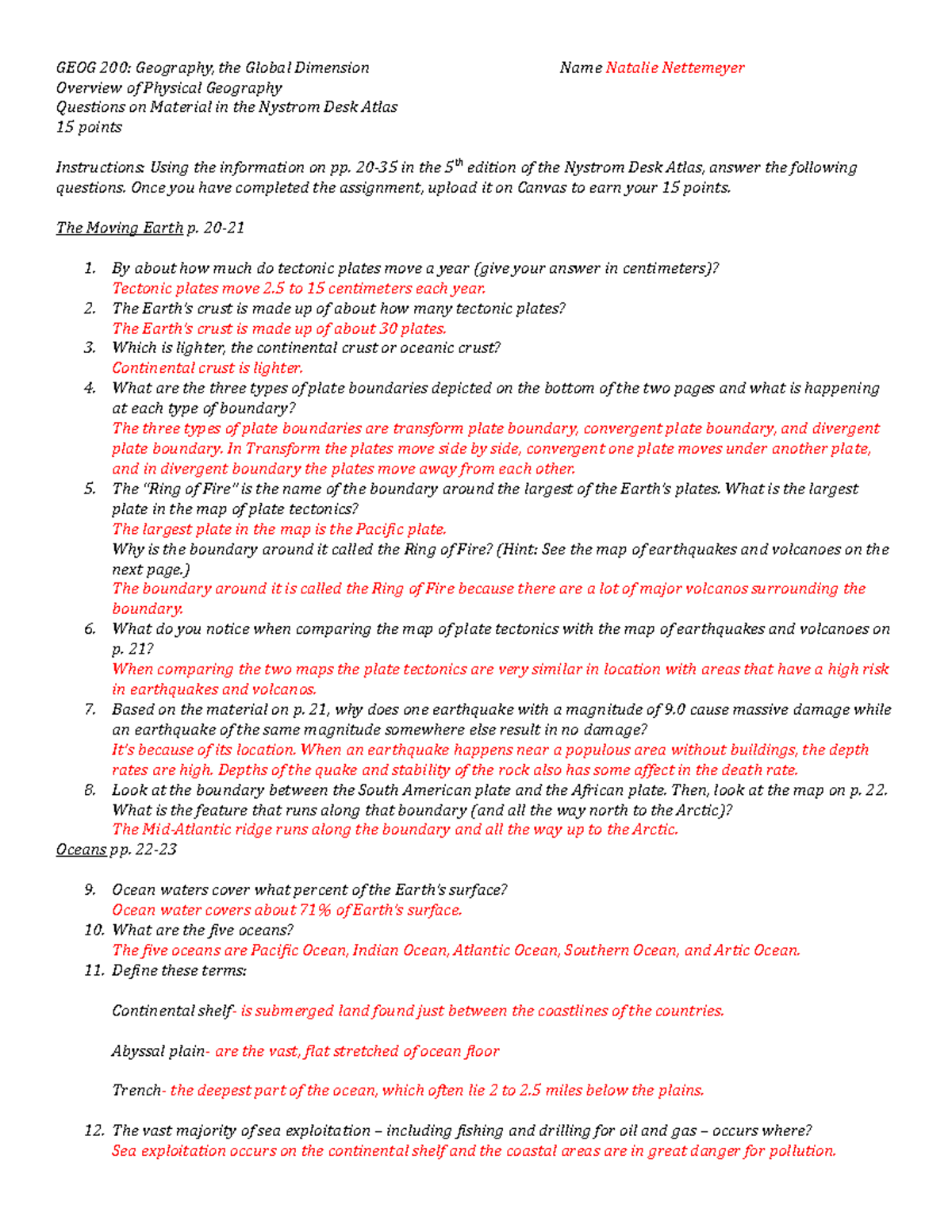 Atlas exercise physical geography FALL2020-1 - GEOG 200: Geography, the ...