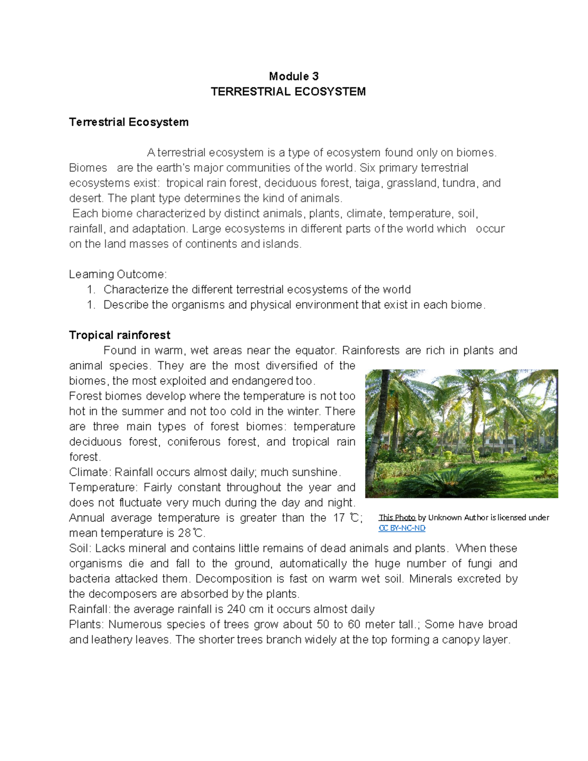 PEE-Module-3 - PEE module - Module 3 TERRESTRIAL ECOSYSTEM Terrestrial ...