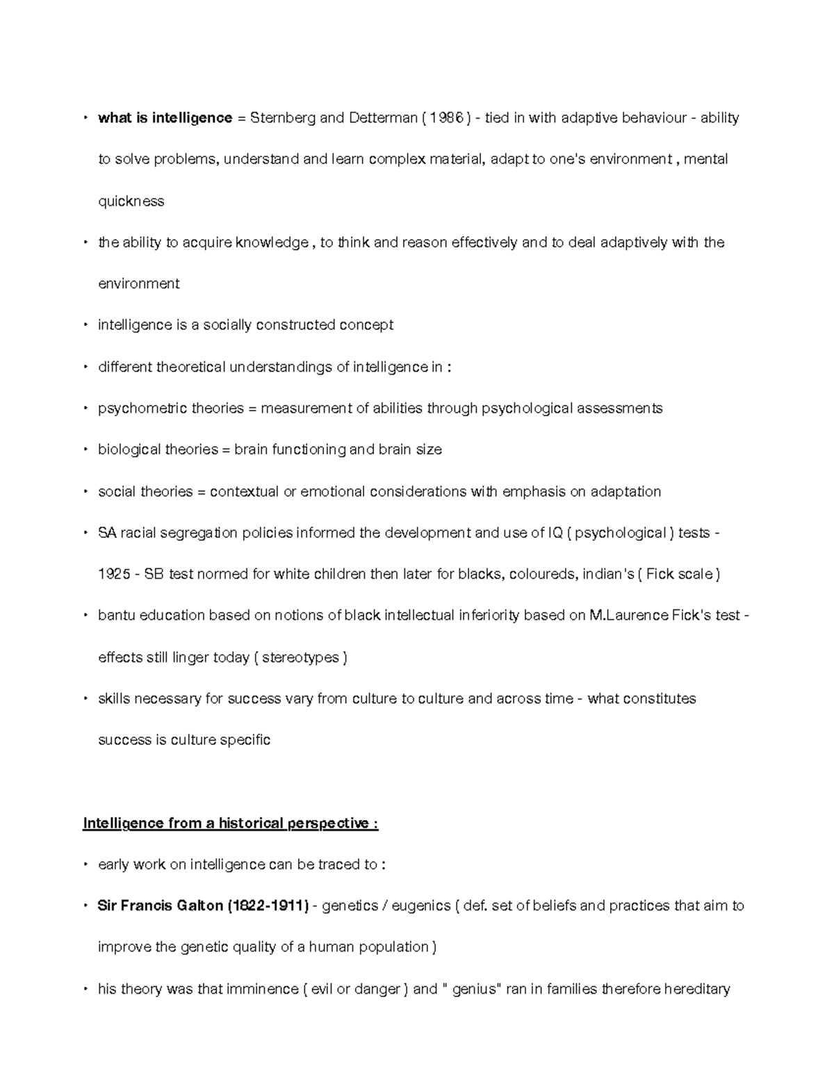 Intelligence Notes - what is intelligence = Sternberg and Detterman ...