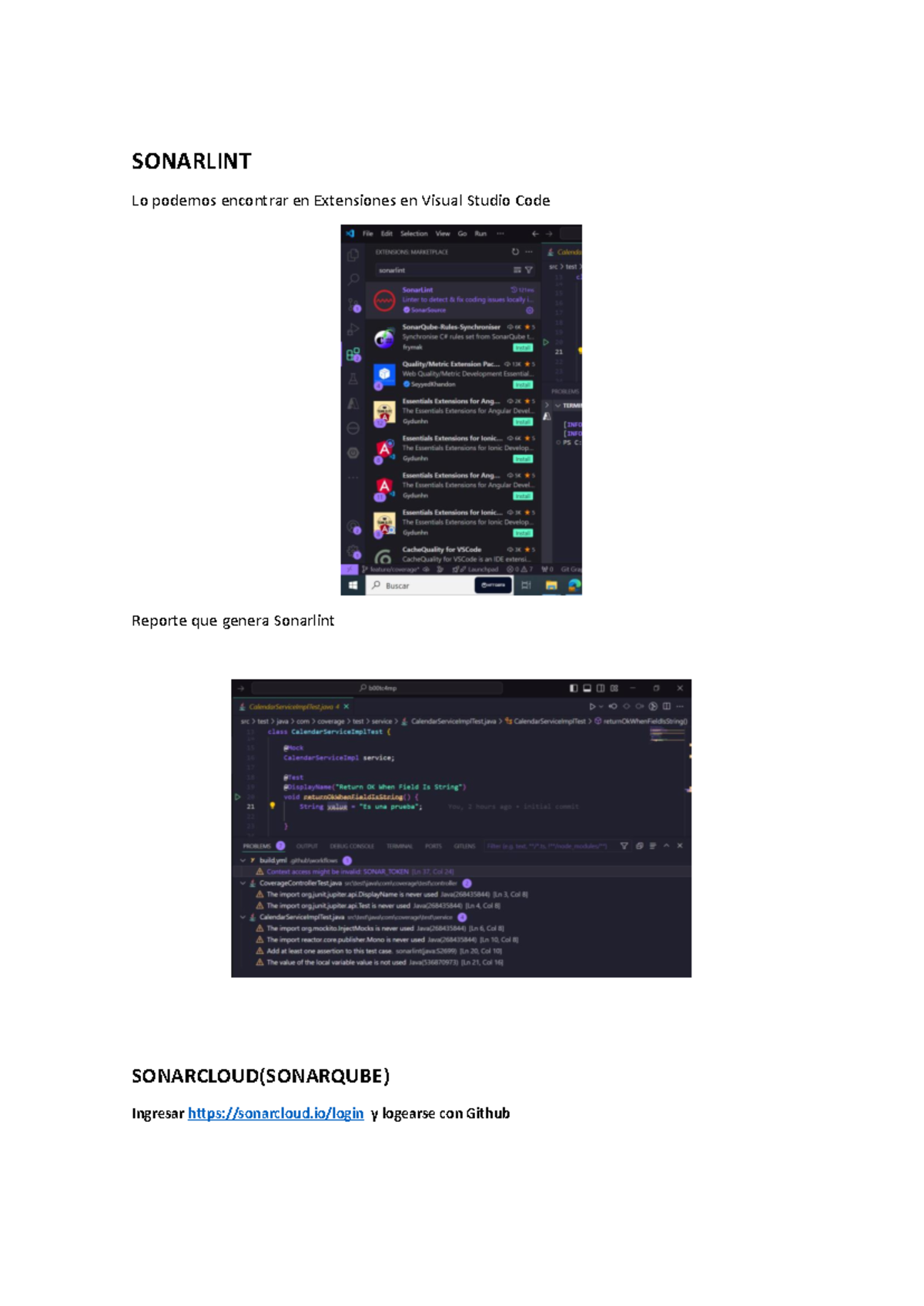 Manual-Coverage Check Style Log - SONARLINT Lo podemos encontrar en Extensiones en Visual Studio ...