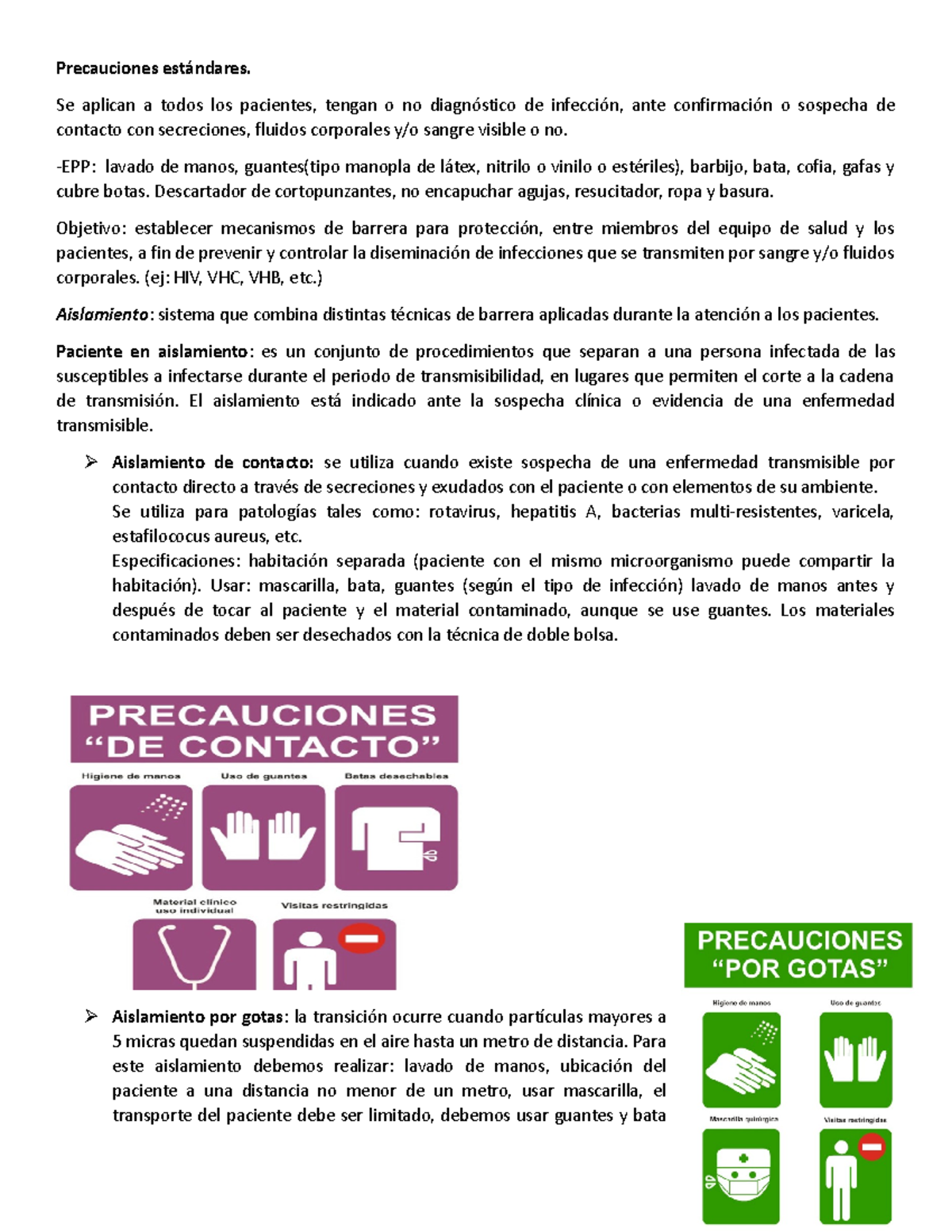 Resumen Practica 1 - Precauciones estándares. Se aplican a todos los ...