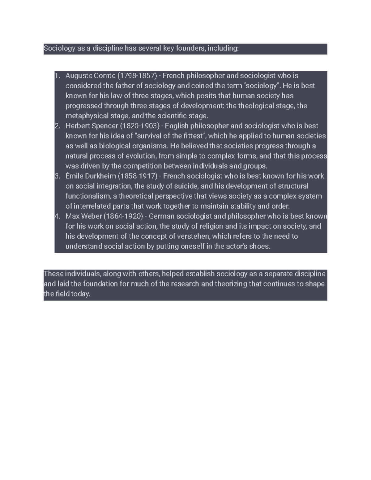 Founders of sociology - notes from the class - Sociology as a ...