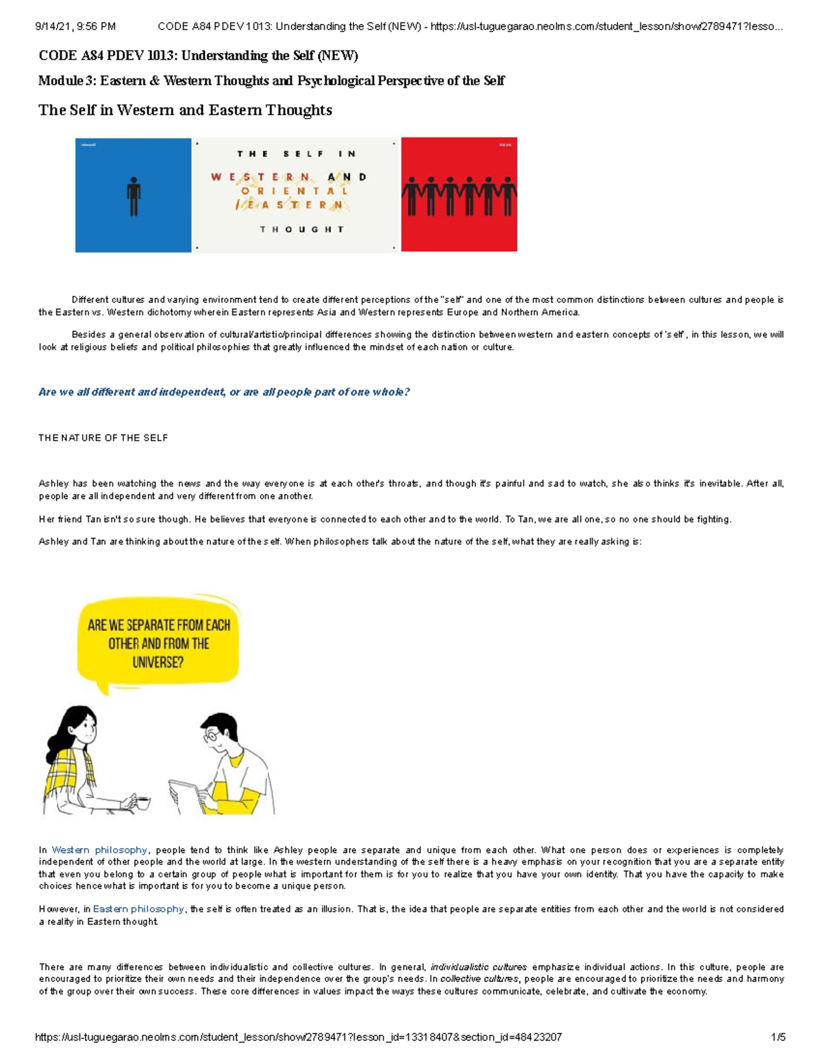 PDEV WEEK5 - none - CODE A84 PDEV 1013: Understanding the Self (NEW ...