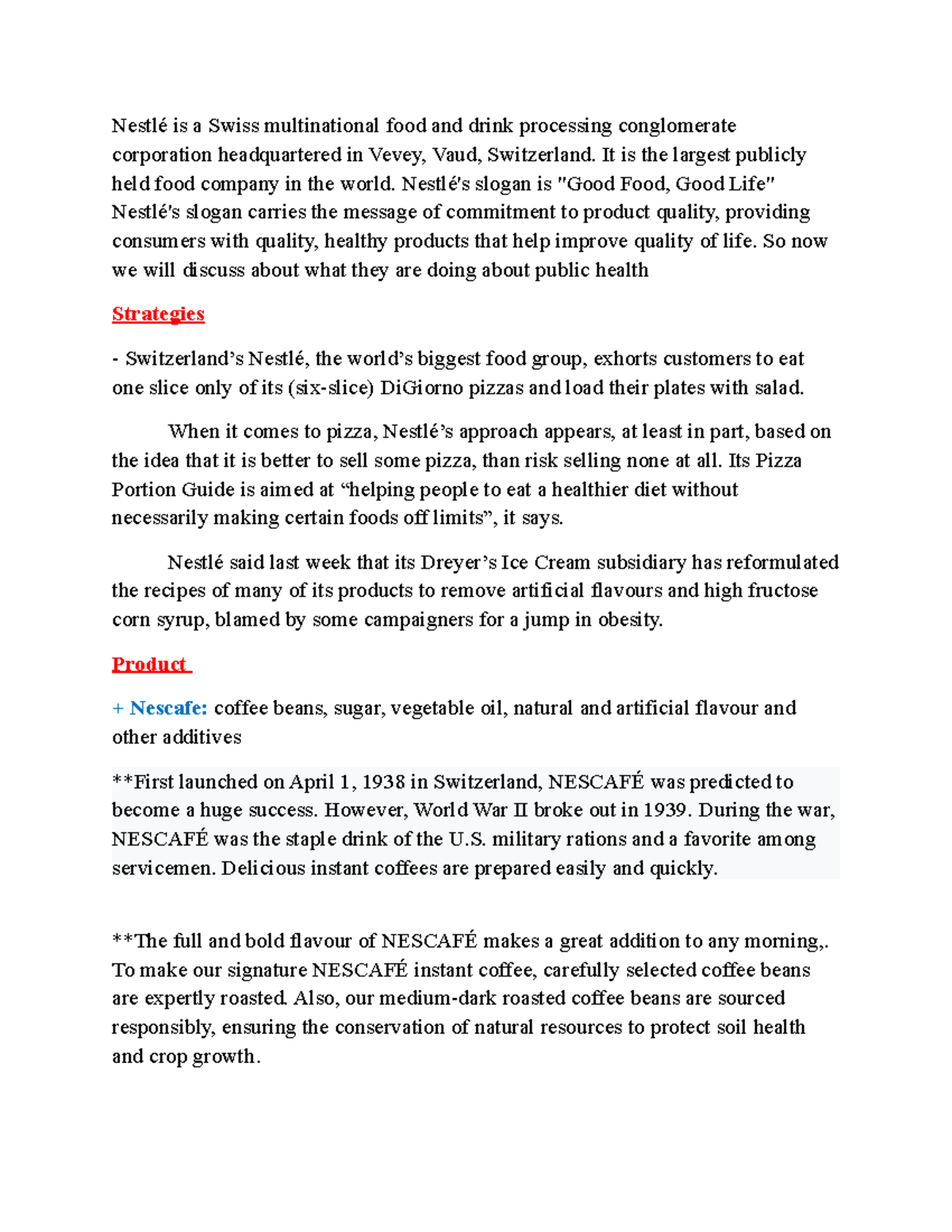 NEStle - Nestlé is a Swiss multinational food and drink processing ...