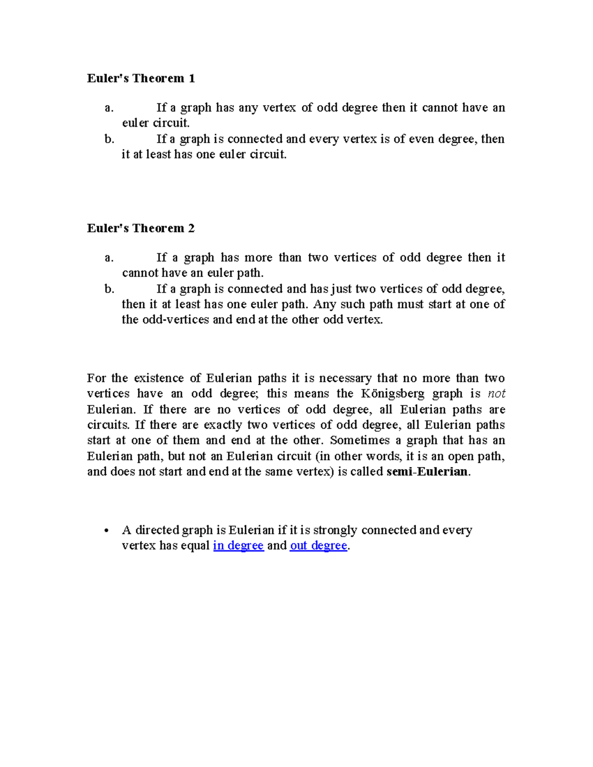 Euler - Euler's Theorem 1 a. If a graph has any vertex of odd degree then it cannot have an ...