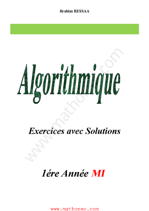 Exercices corrigés algorithme - EXERCICES – ALGORITHME SECONDE Exercice 5. Ecrire un algorithme ...