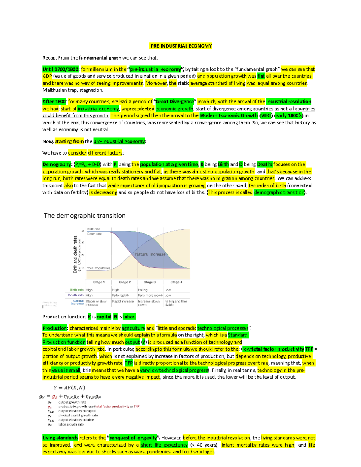 Appunti Economic History - PRE-INDUSTRIAL ECONOMY Recap: From the ...