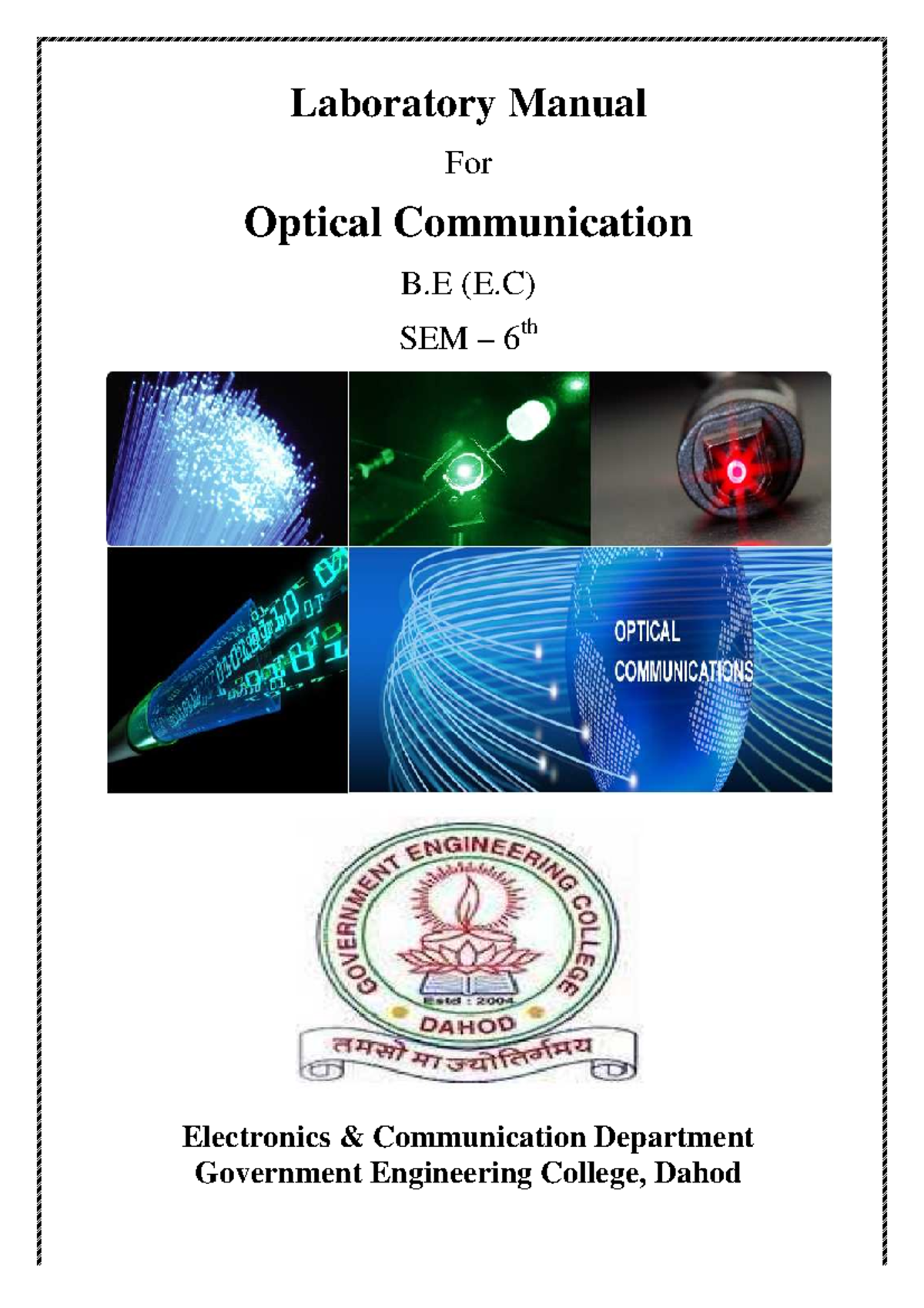 Laboratory Manual For Optical Communicat - Laboratory Manual For ...