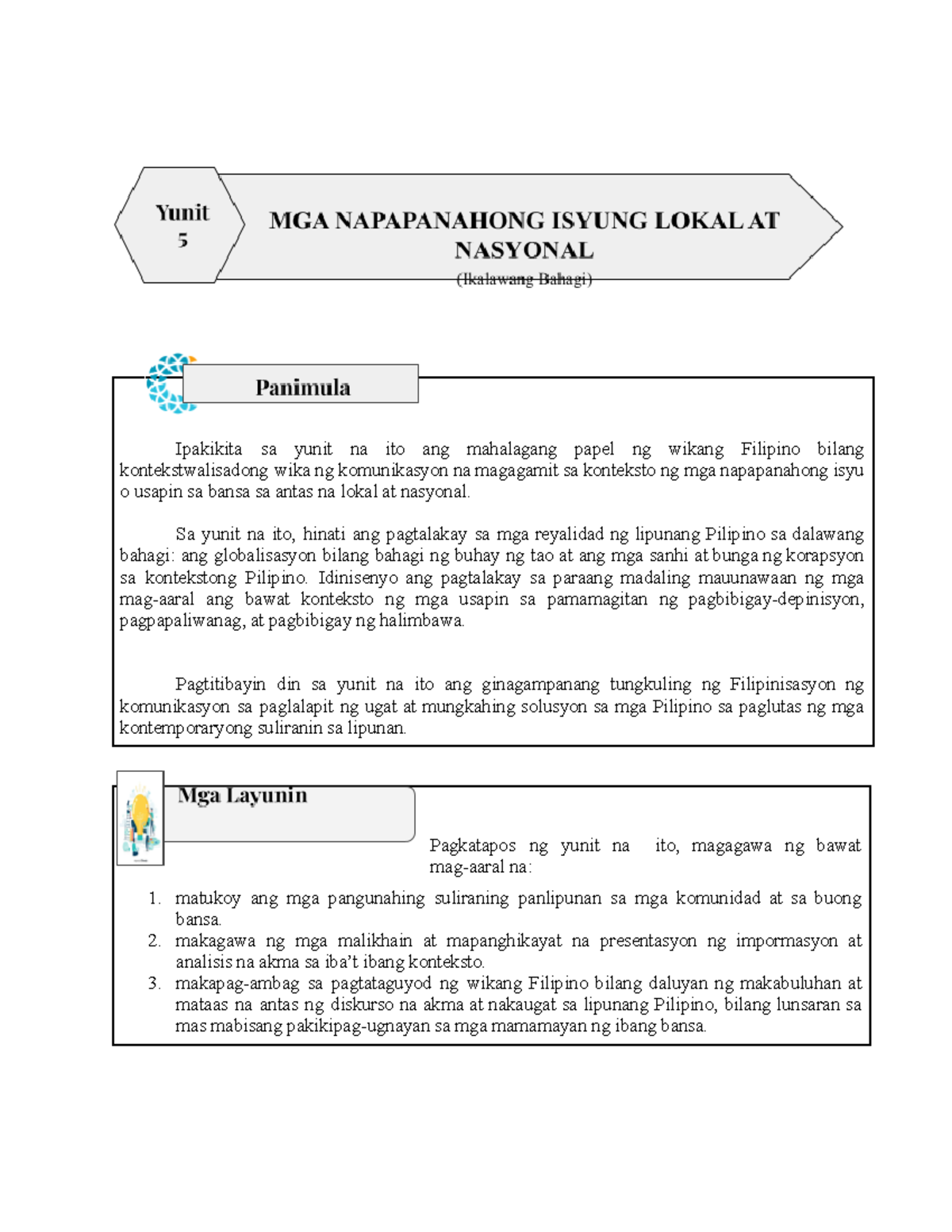 Yunit-5 - Enjoy - Ipakikita sa yunit na ito ang mahalagang papel ng ...