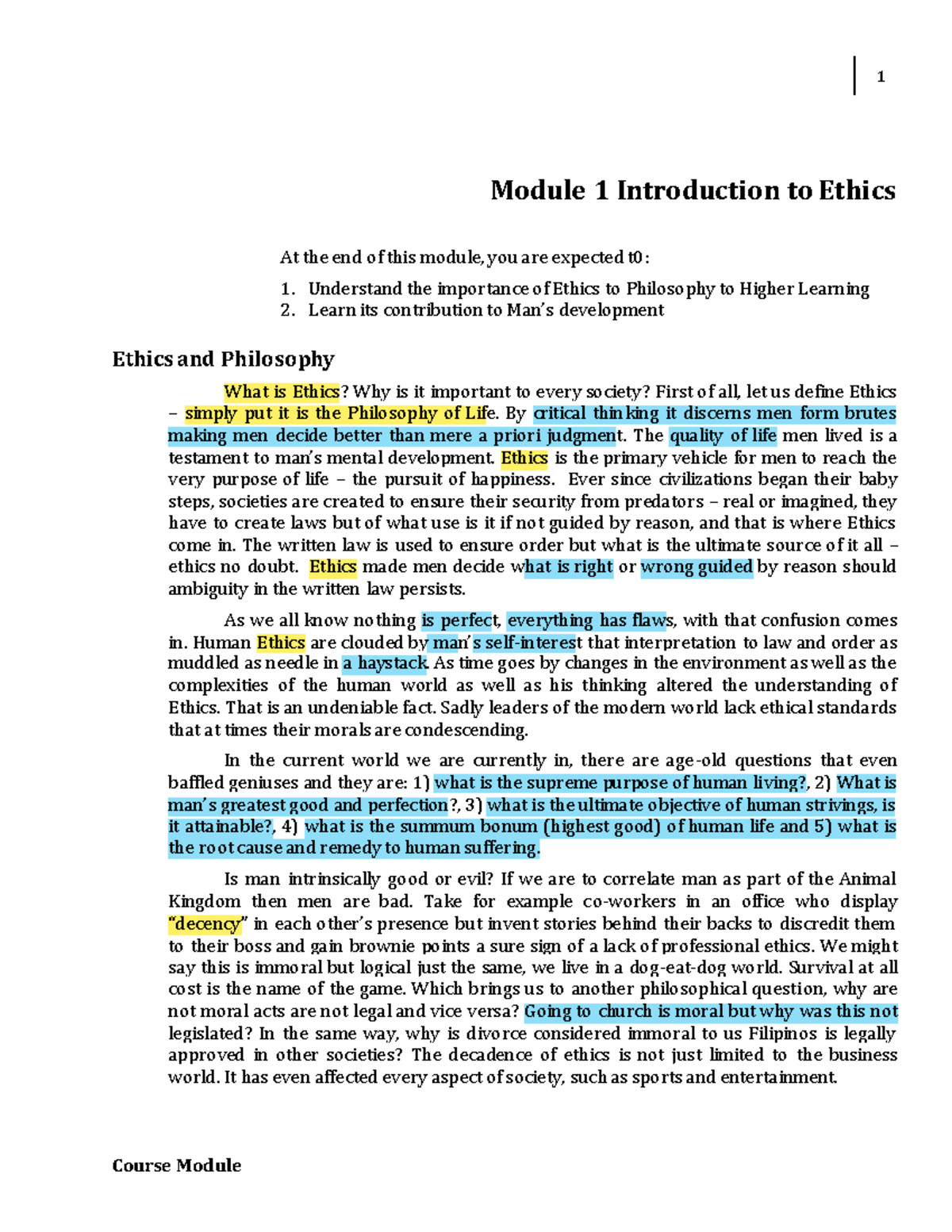 W1-Module 001 Introduction to Key Concepts - 1 Course Module Module 1 ...