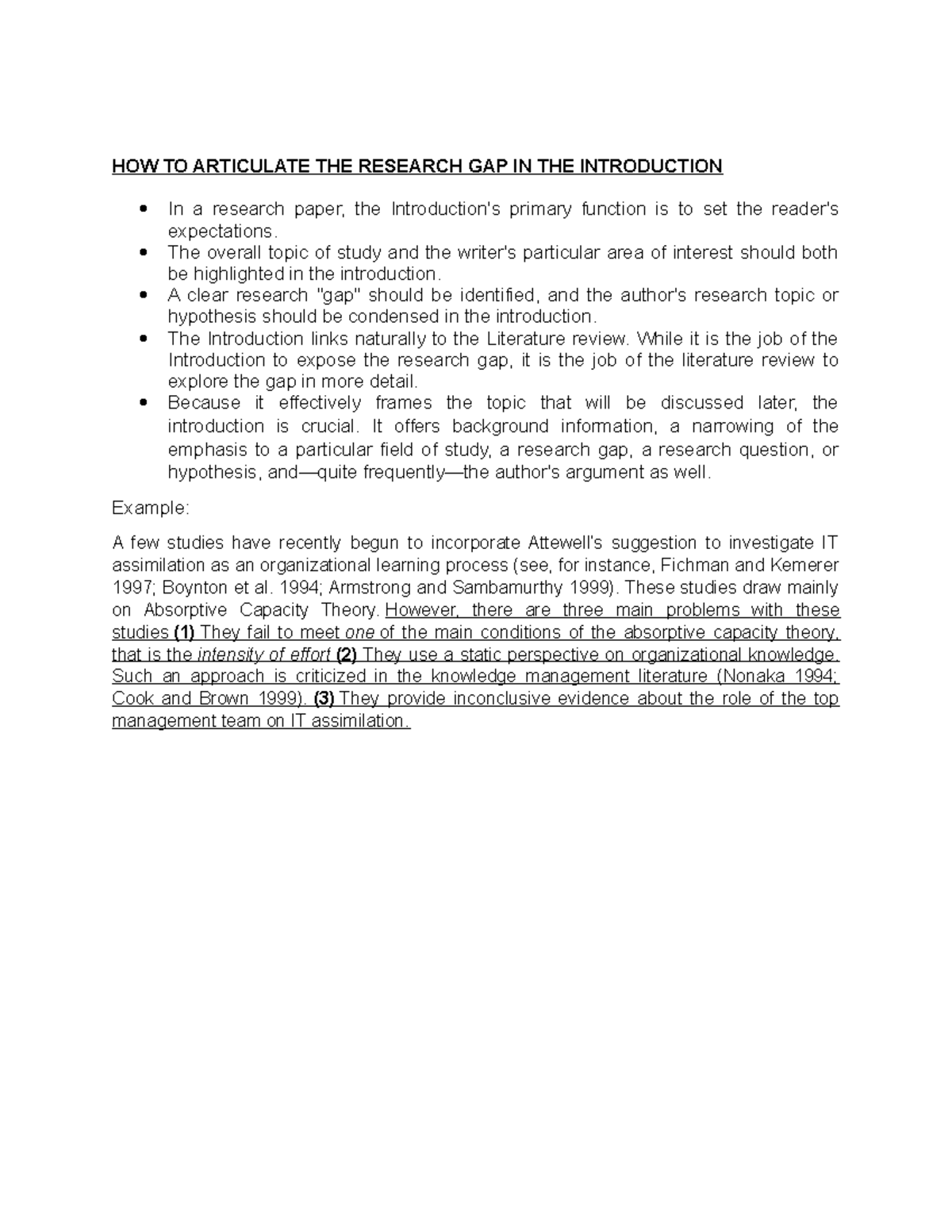 HOW TO Articulate THE Research GAP IN THE Introduction - HOW TO ...