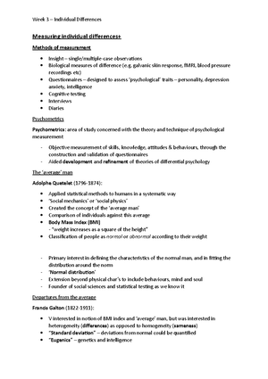 L4 - Intelligence - Week 4 – Individual Differences Intelligence ...