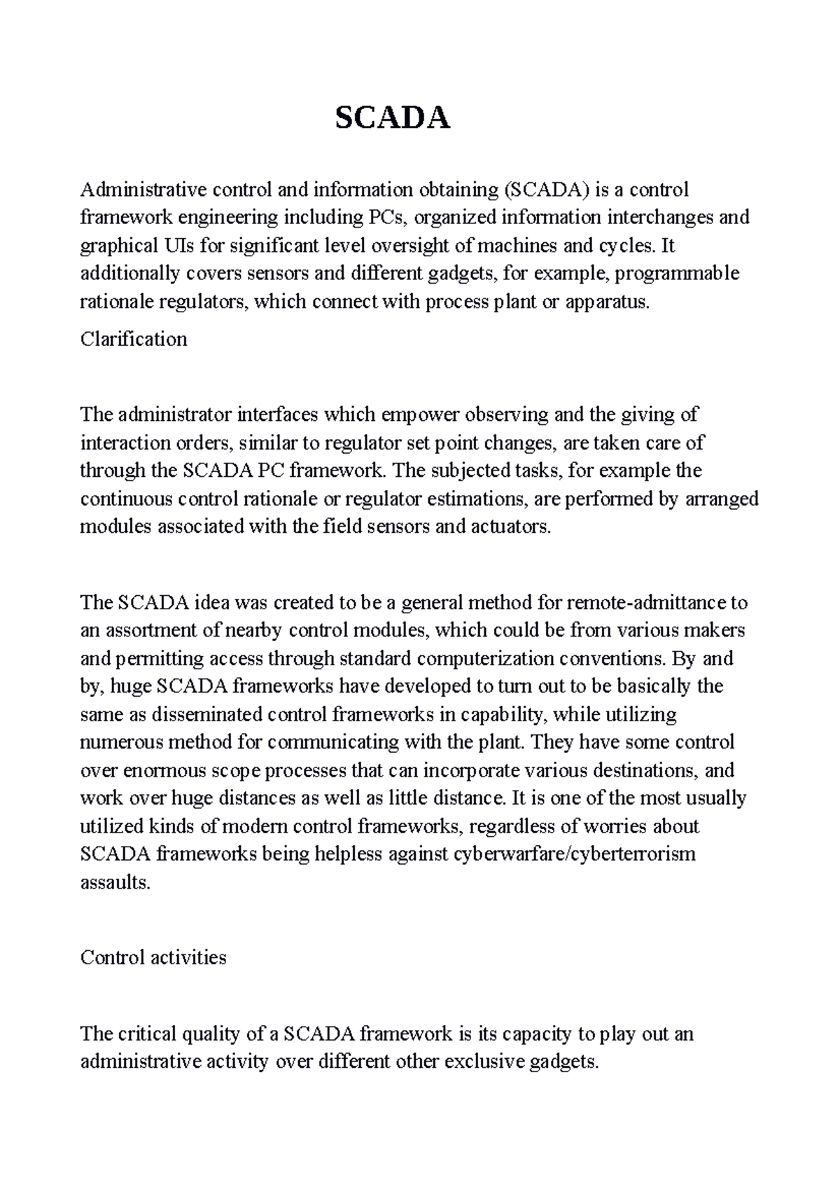 Scada - Ifah - SCADA Administrative control and information obtaining ...