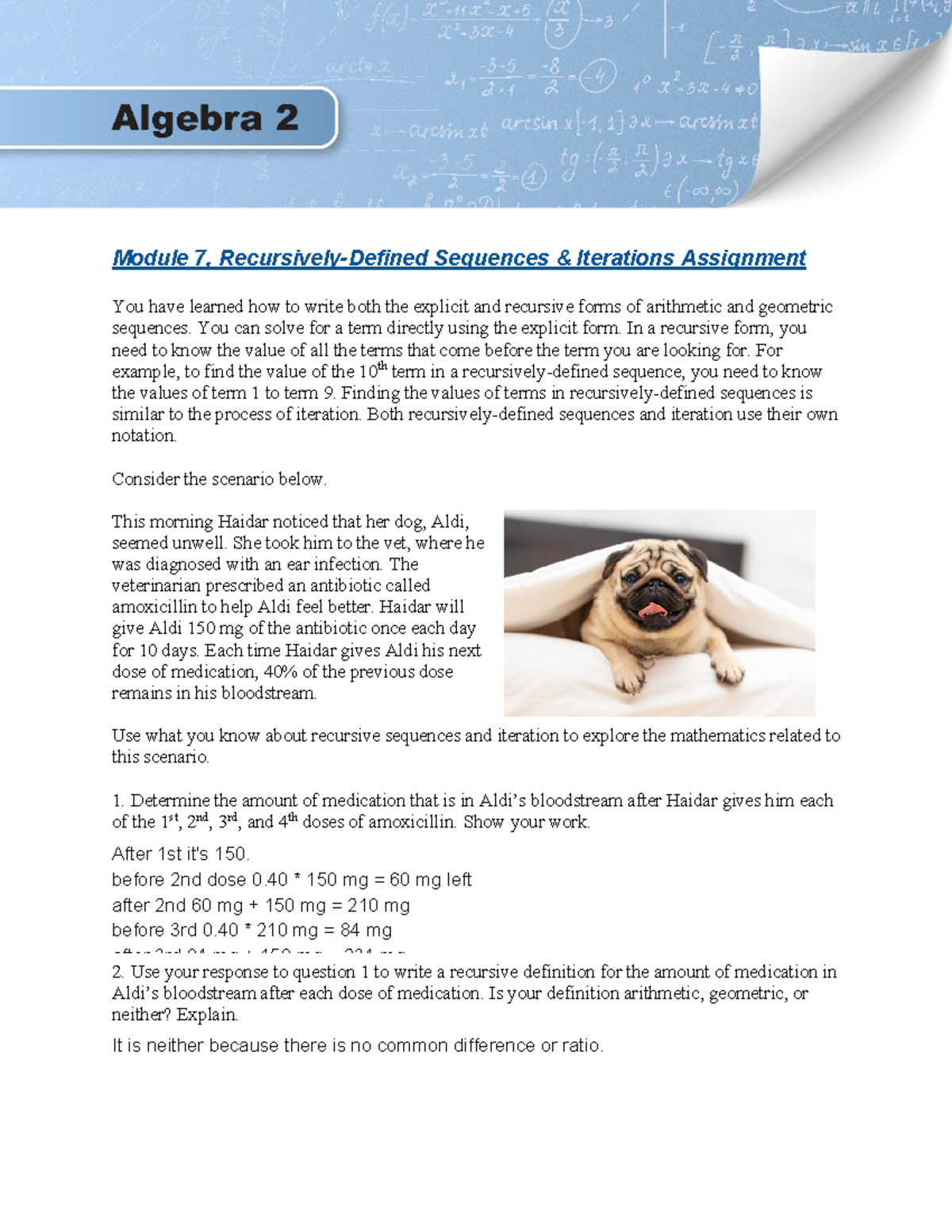 Alg2 M7 7 - math - Module 7, Recursively-Defined Sequences & Iterations ...