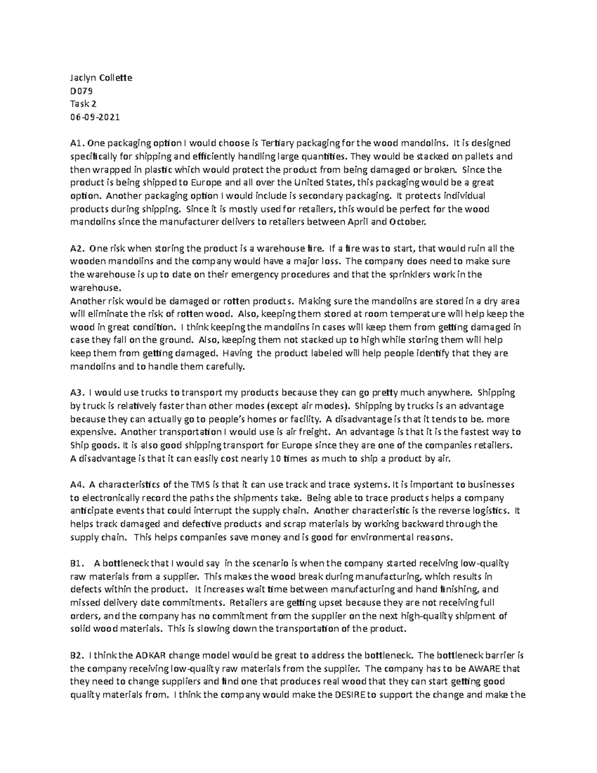 Task 2 D079 - D082 - WGU - Studocu