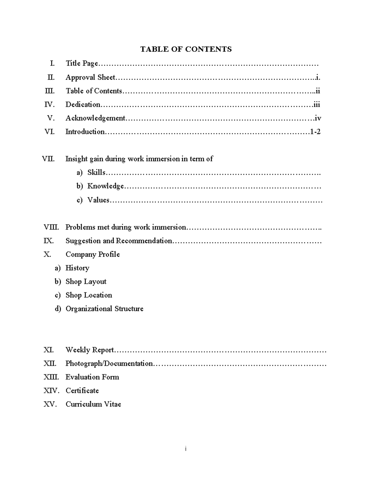 Table-OF- Contents - TABLE OF CONTENTS I. Title - Studocu
