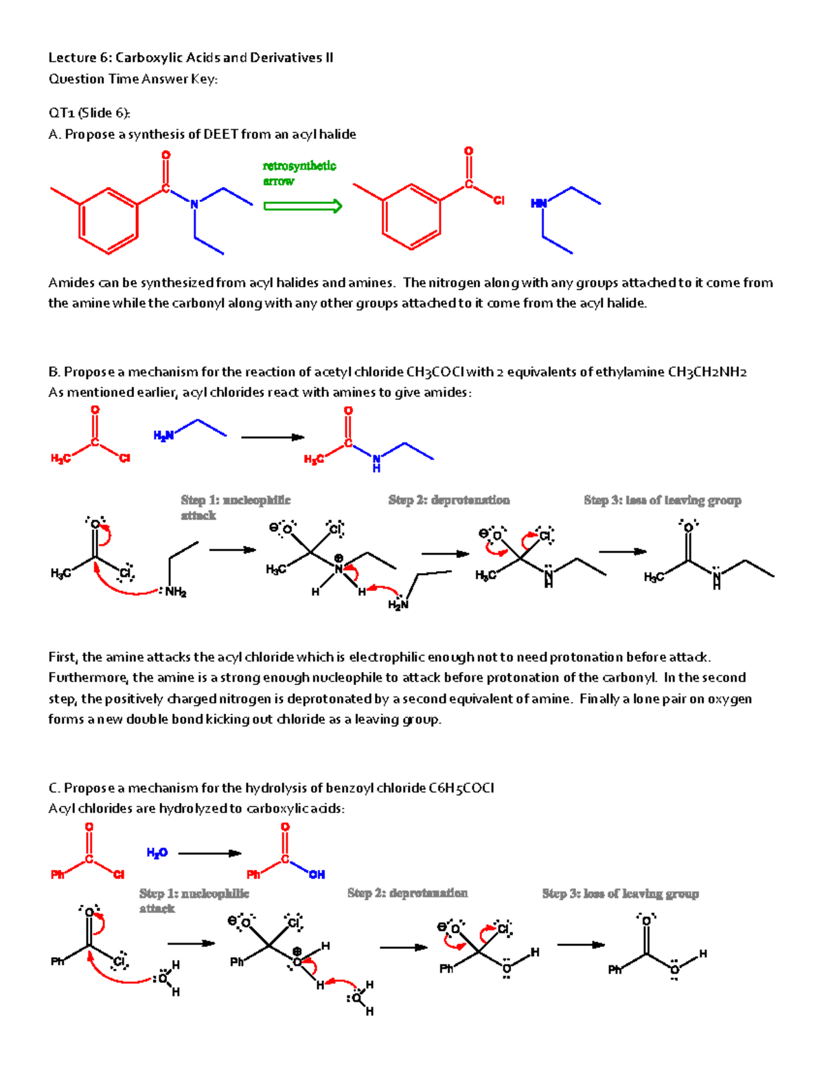 Lecture 6 QT Ans - Lecture 6: Carboxylic Acids and Derivatives II ...