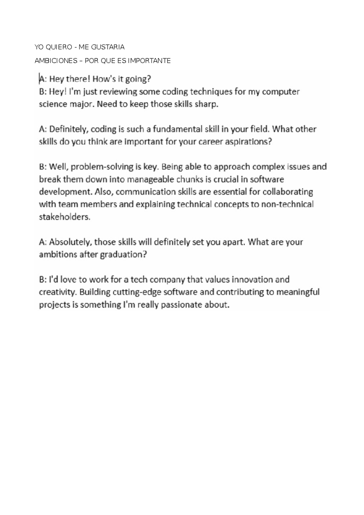 Workshop S5 - INGLES TASK WEEK S 05 .2UTP 2024 - Ingles IV - YO QUIERO ...